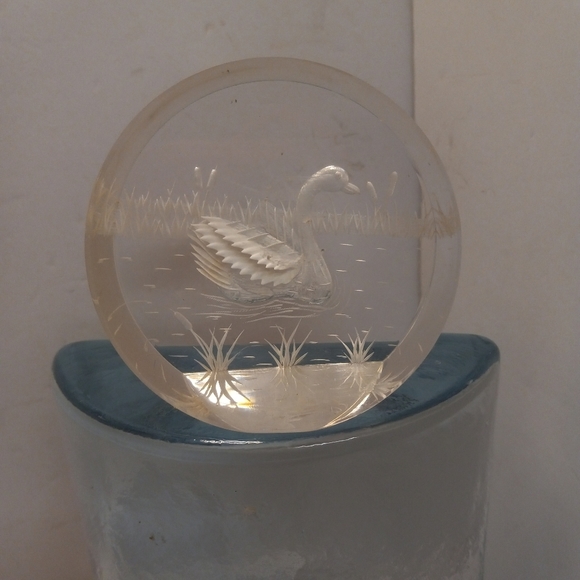 Avon | Accents | 3d Swan Avon Vintage Acrylic Paperweight Etching ...